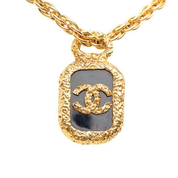 CHANEL | Jewelry | Chanel Coco Mark Logo Plate Chain Pendant Necklace ...